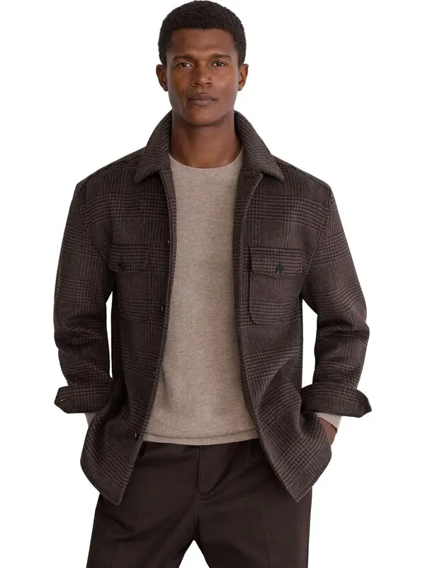 REISS Liam Wool-blend Twin-pocket Overshirt - Brown