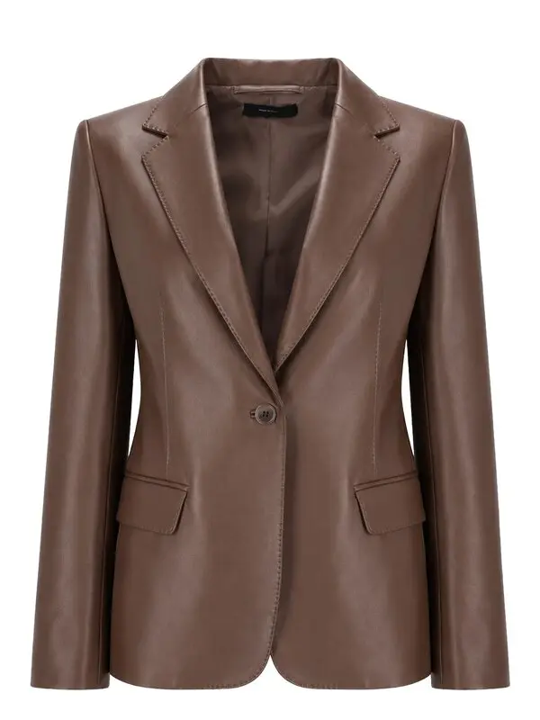 TOM FORD Single-breasted Leather Jacket - Brown