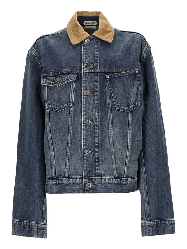 JW Anderson Denim Jacket With Corduroy Collar - Blue