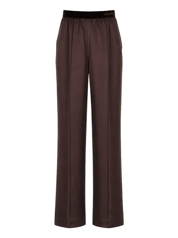 TOM FORD Stretch Silk Satin Pajama Pants - Brown