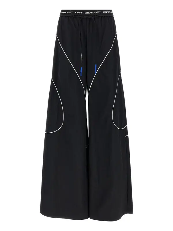Off-White Logo Band Drawstring Wide Leg Pants - Black