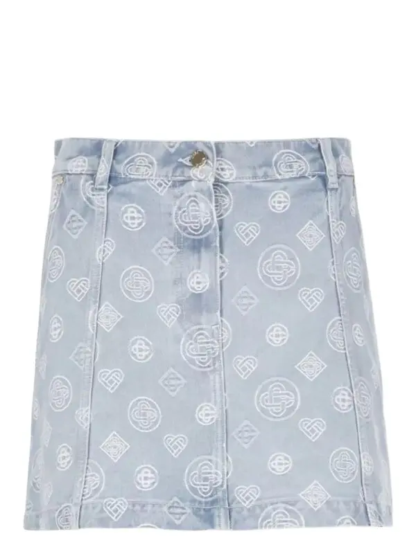 Casablanca Monogram Denim Logo Patch Skirt - Gray