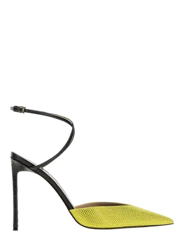 TOM FORD Stiletto Heeled Sandals With Crocodile-embossed Leather And Suede Embellished With Rhinestones - Multicolor