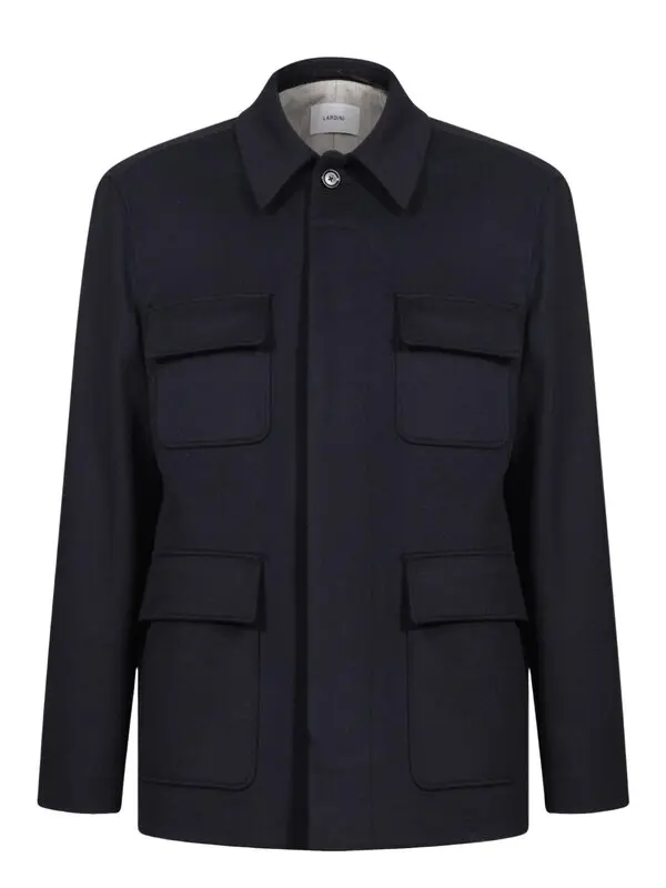 LARDINI Multi-pocket Concealed-fastening Jacket - Black