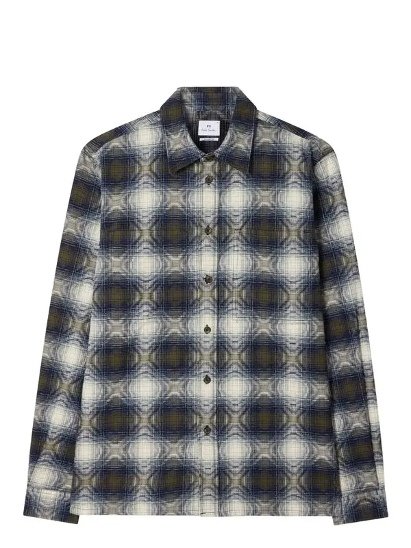 Paul Smith Cotton Jacquard Check Overshirt - Blue
