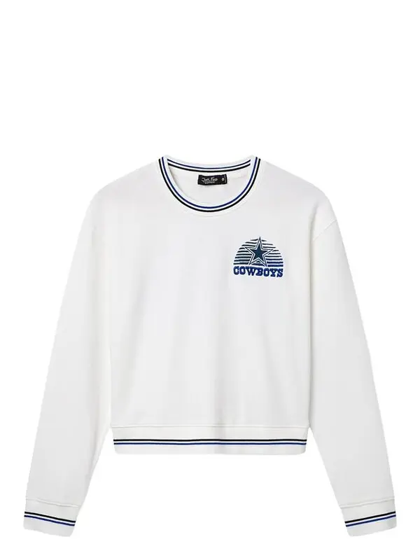 Junk Food Clothing Dallas Cowboys Cropped Rib Fleece - White