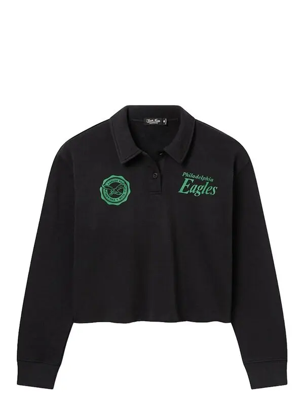 Junk Food Clothing Junk Food Philadelphia Eagles Polo Crop Fleece - True Black