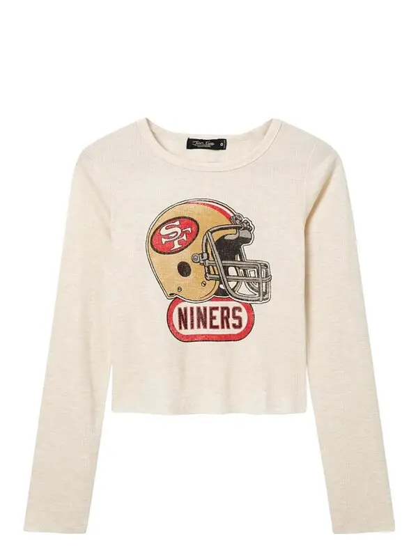 Junk Food Clothing San Francisco 49ers Helmet Crop Thermal - Birch
