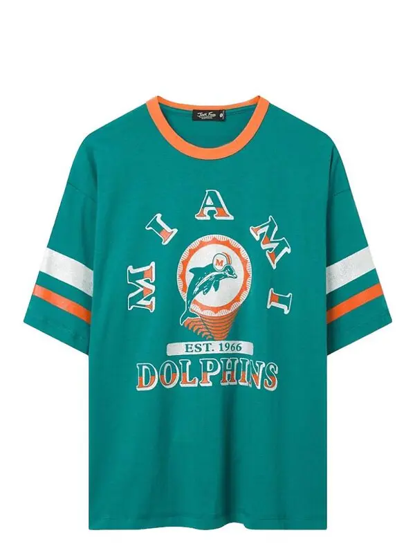 Junk Food Clothing Miami Dolphins Glitter Boxy Ringer Tee - Teal