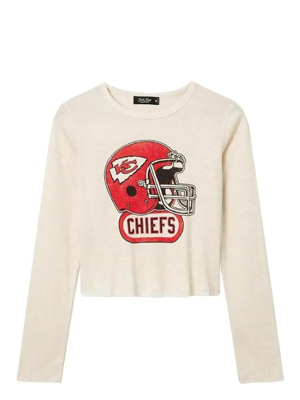 Junk Food Clothing Kansas City Chiefs Helmet Crop Thermal - Birch