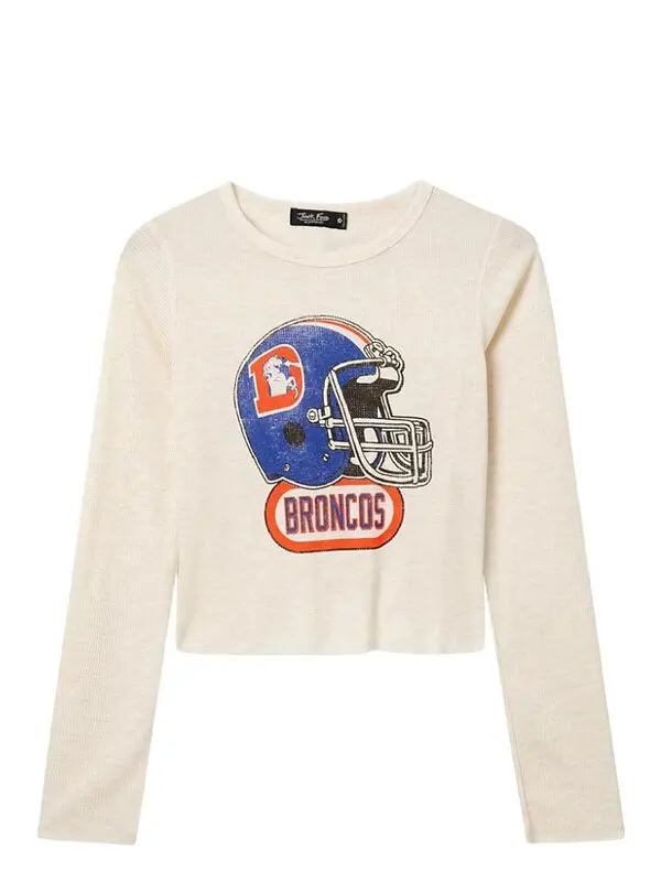 Junk Food Clothing Denver Broncos Helmet Crop Thermal - Birch