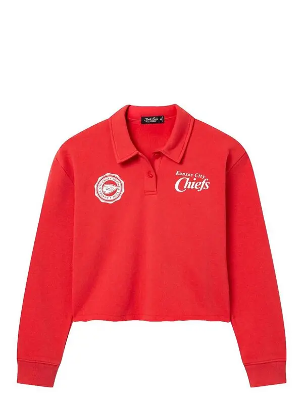 Junk Food Clothing Junk Food Kansas City Chiefs Polo Crop Fleece - Licorice