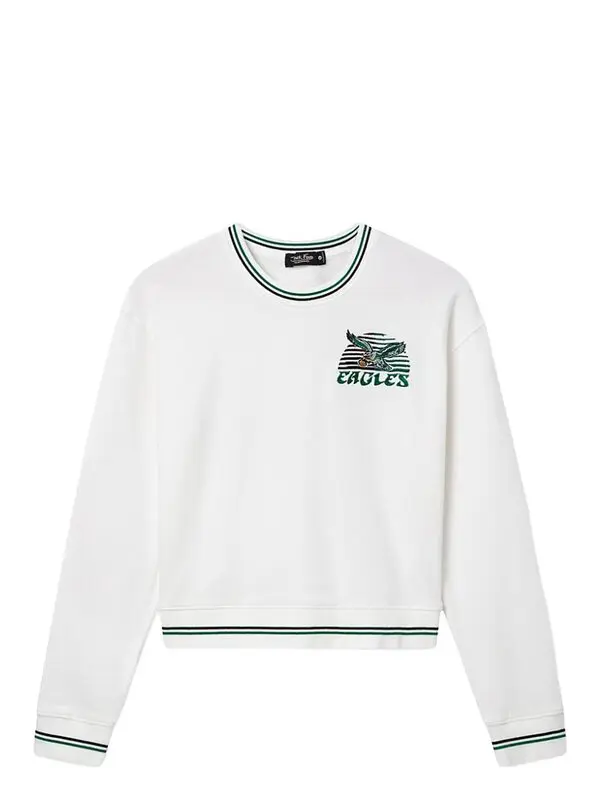 Junk Food Clothing Junk Food Philadelphia Eagles Cropped Rib Fleece - White