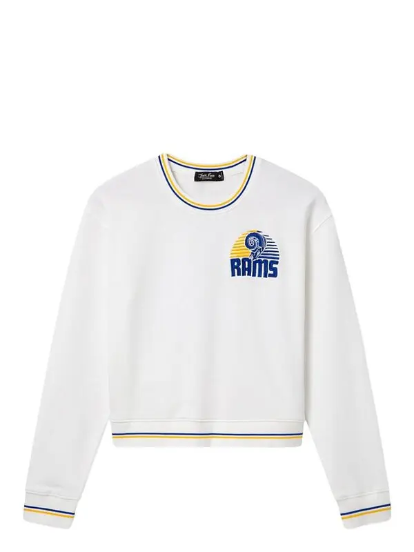 Junk Food Clothing Los Angeles Rams Cropped Striped Rib Fleece - White