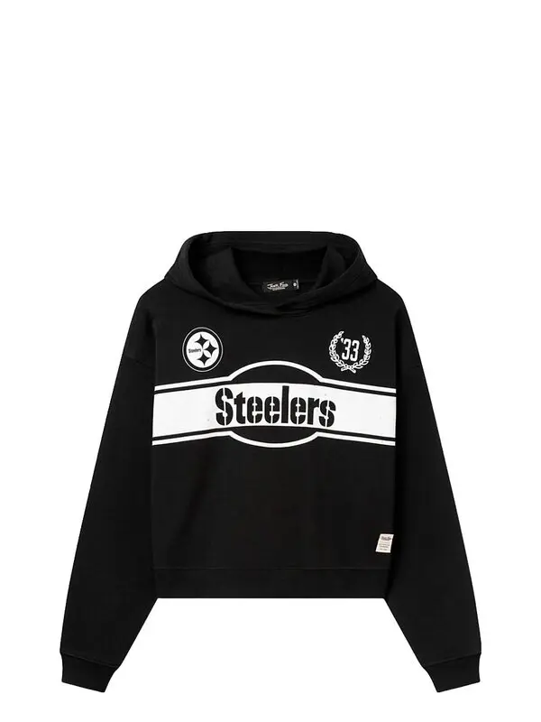 Junk Food Clothing Junk Food Pittsburgh Steelers Oversized Cropped Hoodie - True Black