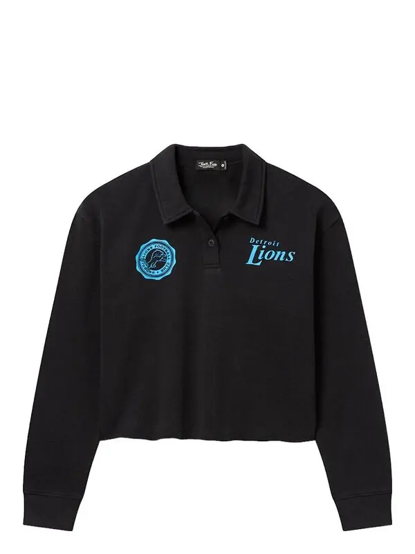 Junk Food Clothing Detroit Lions Polo Crop Fleece - True Black