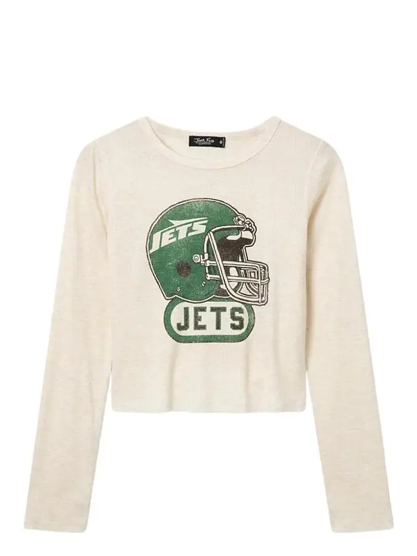 Junk Food Clothing New York Jets Helmet Crop Thermal - Birch