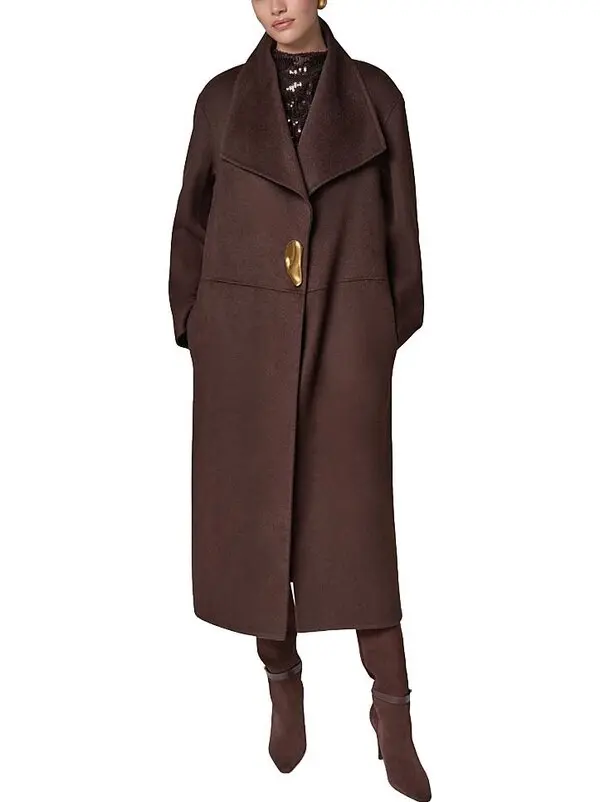 Donna Karan New York Wing Collar Hardware Trim Coat - Espresso