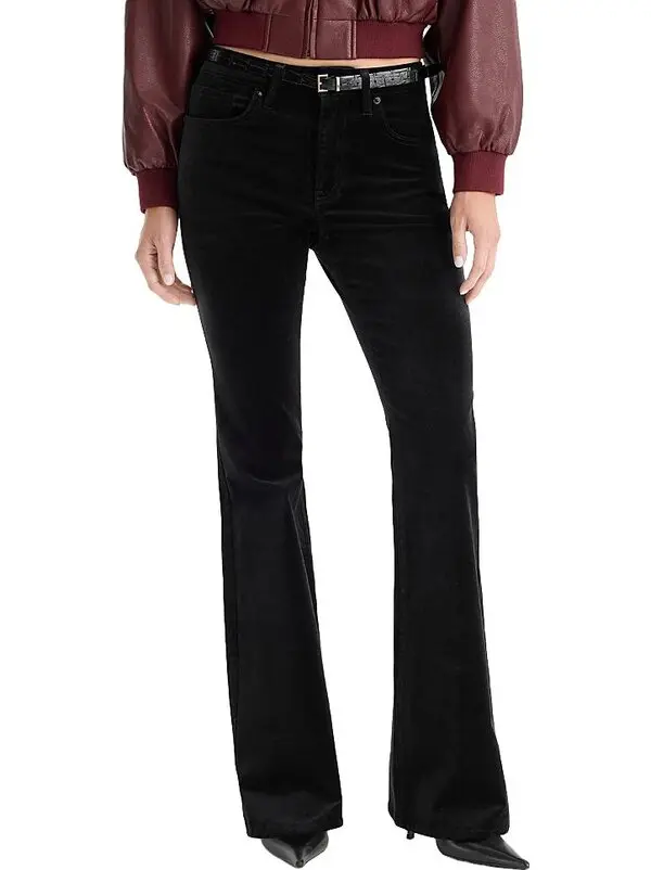 Good American Good Legs Velvet High Rise Flared Jeans - Black
