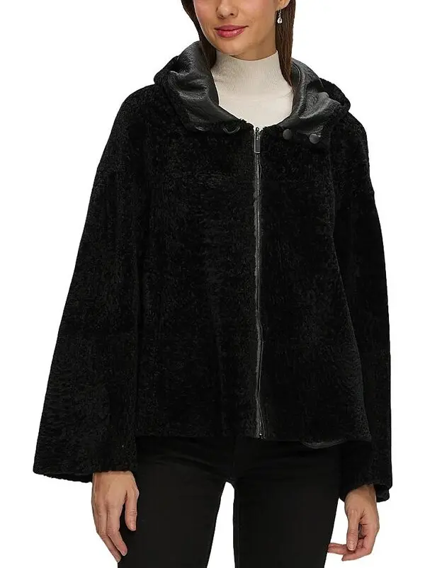 Gorski Reversible Shearling Lamb Zip Parka - Black