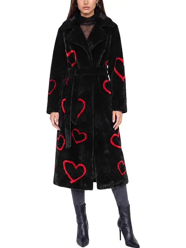 Gorski Shearling Coat - Black/red