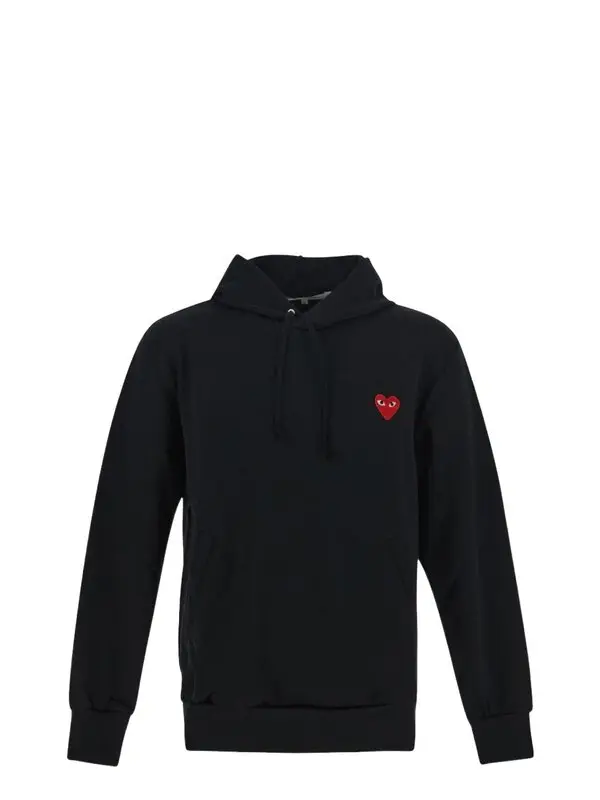 Play Comme Des Garcon Heart-patch Hoodie - Black