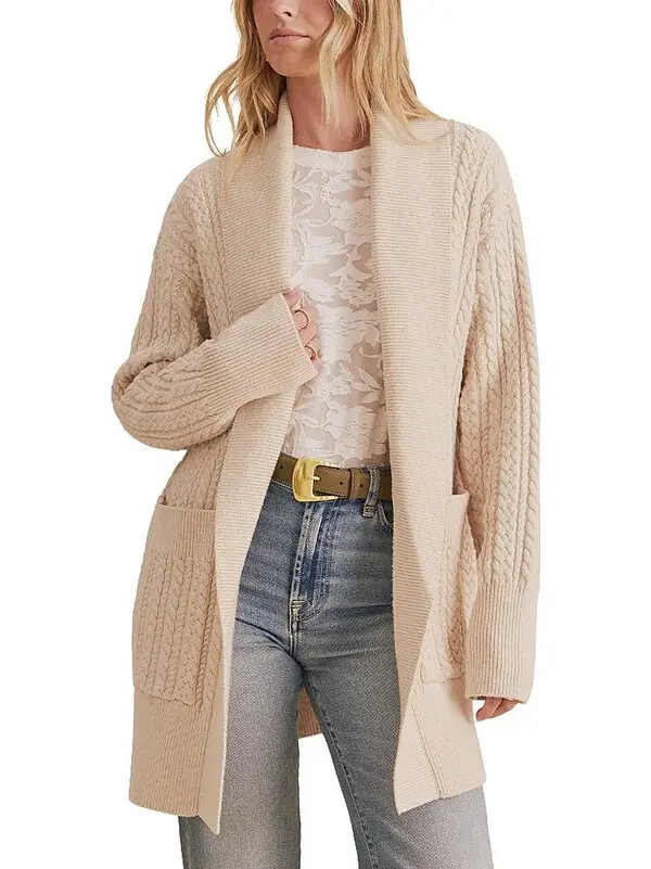 Splendid Tammie Cable Knit Cardigan - Wheat Heather