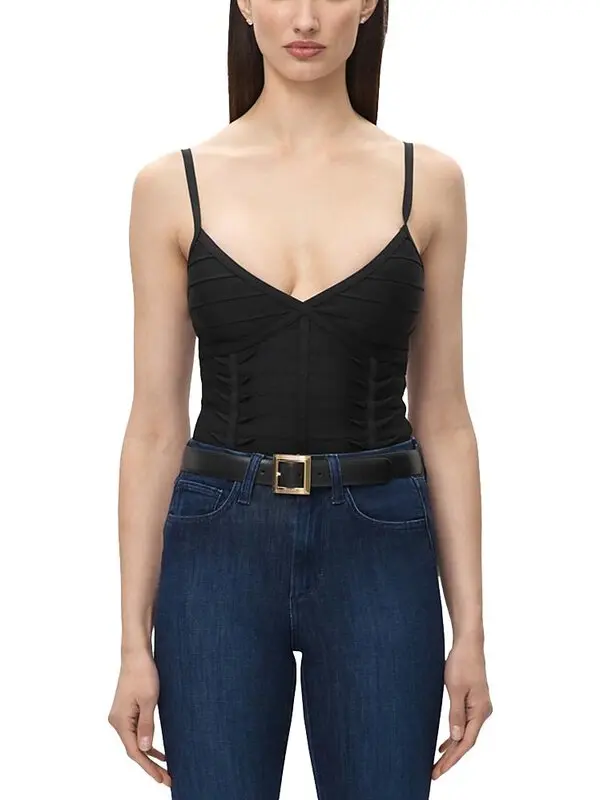Herve Leger The Laura V Neck Bandage Top - Black