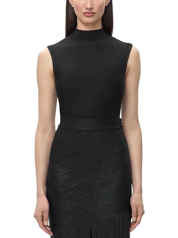 Herve Leger The Janet Turtleneck Knit Top - Black