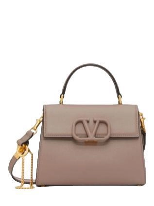 Valentino Garavani Small Vsling Grainy Calfskin Handbag - Brown