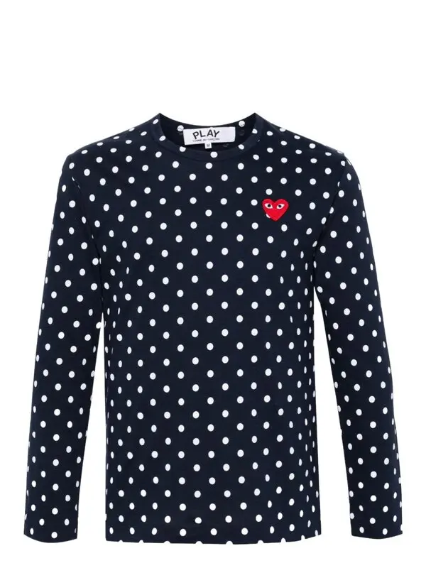 Play Comme Des Garcon Polka Dot Long Sleeve T-shirt - Black