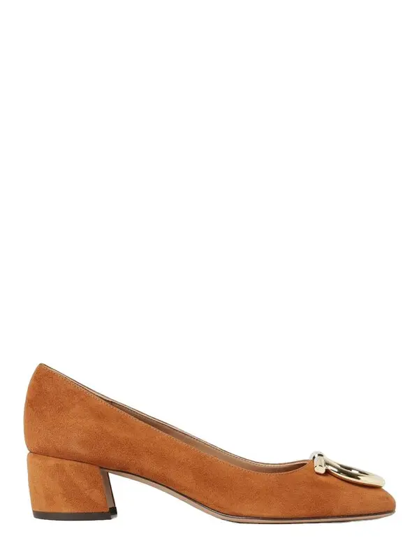 FERRAGAMO High Heel Pumps With Gancini Detail - Brown