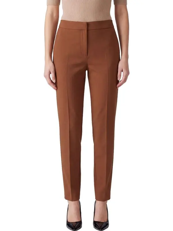 Max Mara Acino Slim Fit Stretch Wool Trousers - Leather