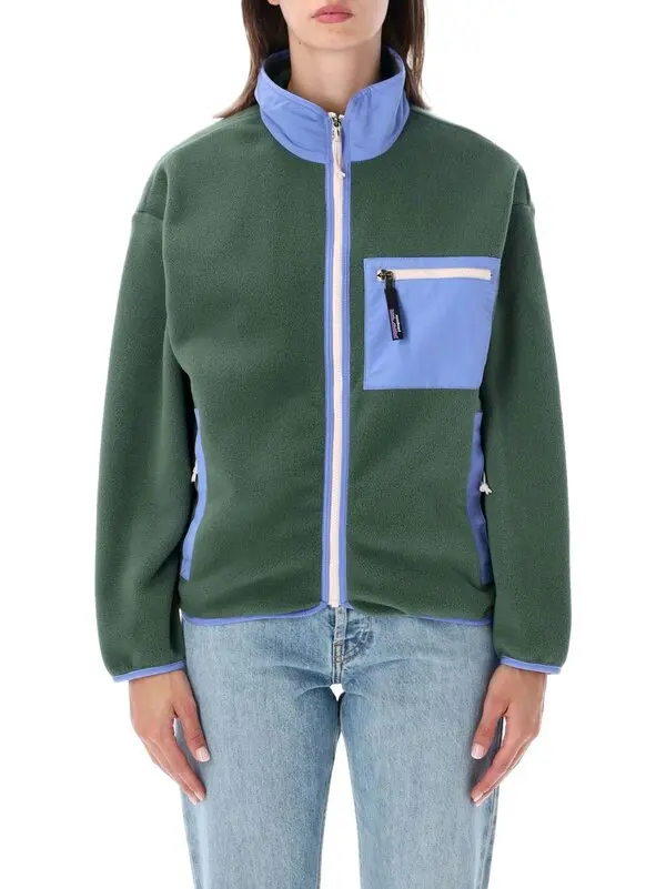 Patagonia Synchilla High-neck Short Fleece Jacket With Patch Pockets - Green