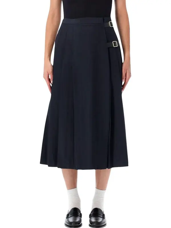 Barbour High-waisted A-line Midi Wrap Skirt In Crêpe - Blue