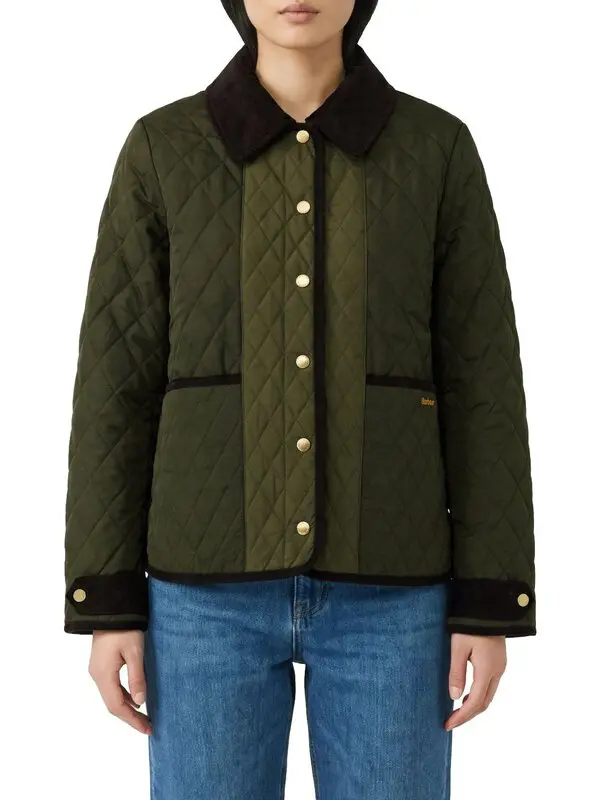 Barbour Quilted Waxed Cotton Shirt Jacket - Green