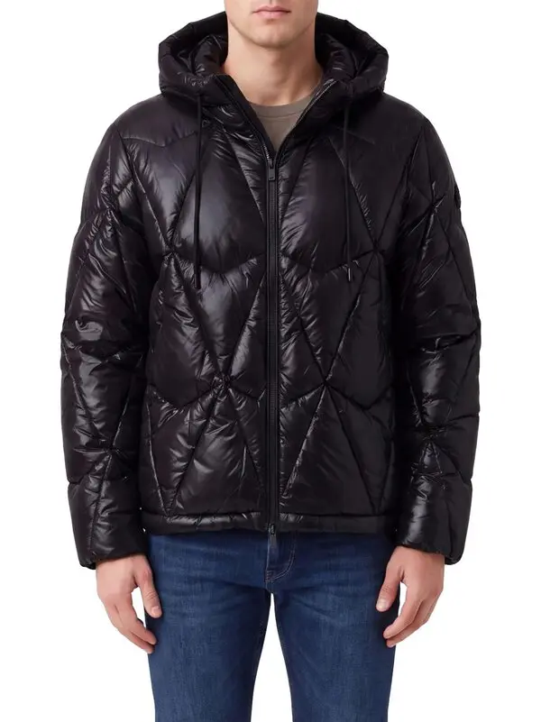Moose Knuckles Quilted Nylon Hooded Down Jacket - Black