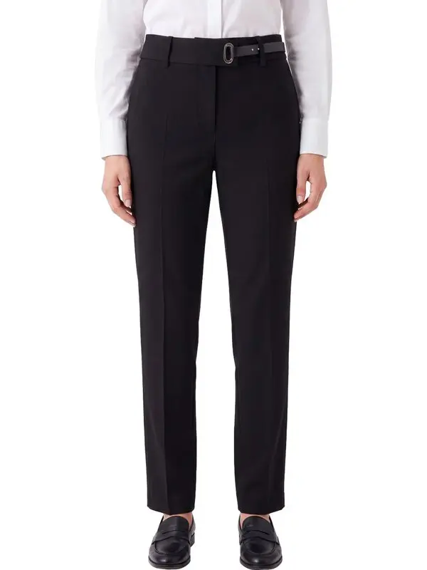 Sportmax Mid-rise Skinny Fit Crêpe Trousers With Hem Slits - Black