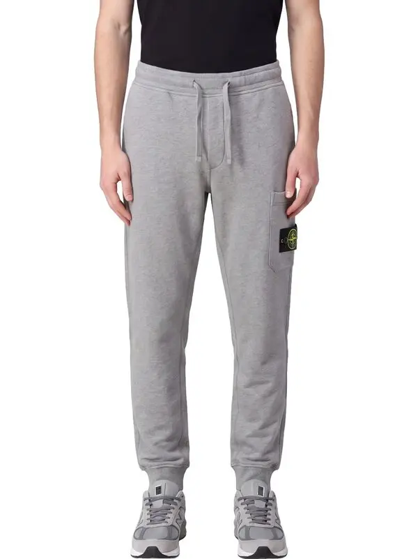 Stone Island Cotton Cargo Jogging Trousers With Compass Logo Patch - Grey