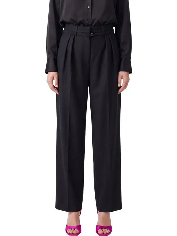Dries Van Noten High-waisted Pleated Wide-leg Trousers In Wool Crêpe - Black