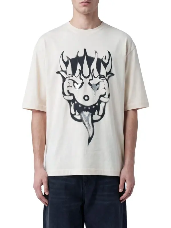 Y3 Cotton T-shirt With Graphic Print And Short Sleeves - White