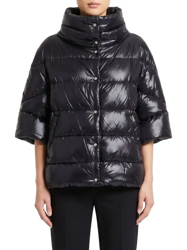 Herno Water-repellent Nylon Puffer Gilet With Short Sleeves And Funnel Neck - Black