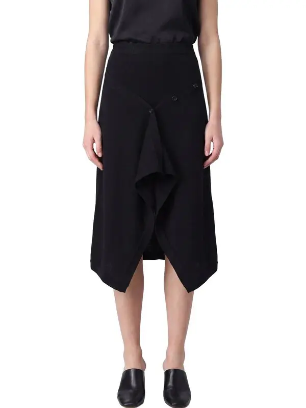 LEMAIRE High-waisted Asymmetrical Midi Skirt In Wool-blend Knit - Black