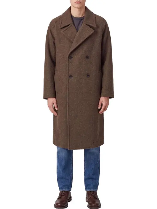 LEMAIRE Long Wool And Alpaca Double-breasted Coat - Brown