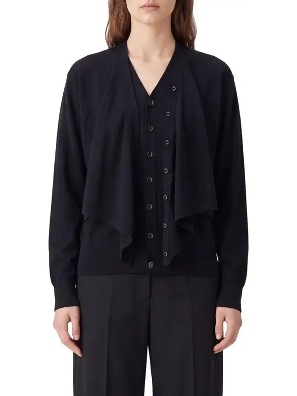 LEMAIRE V-neck Wool Blend Cardigan - Black