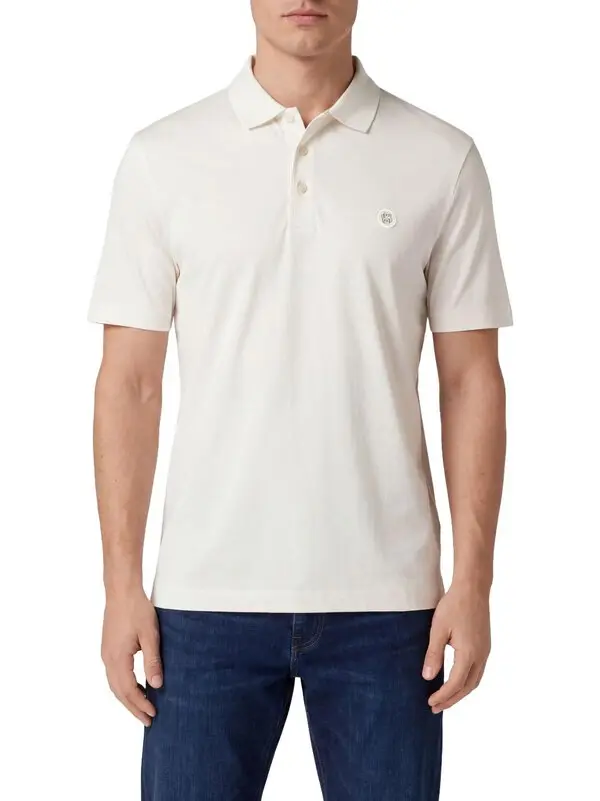 BOSS Cotton Polo Shirt With Ribbed Collar And Applied Logo - White