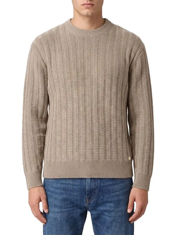 BOSS Long-sleeved Cotton Crewneck Jumper - Beige