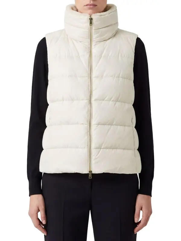 Herno Water-repellent Padded Polyester Gilet With High Neck And Zip - White