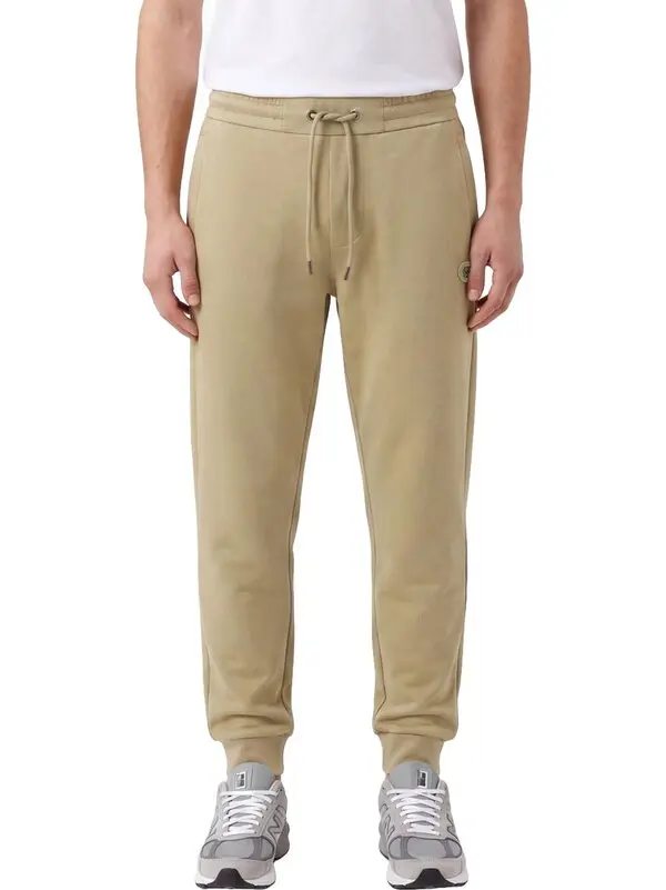 BOSS Cotton Blend Jogging Trousers With Drawstring And Elasticated Cuffs - Beige