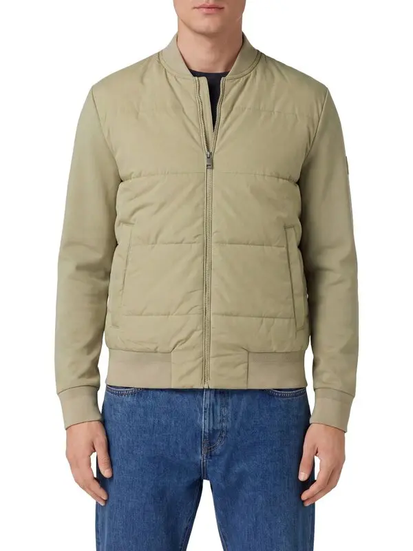 BOSS Quilted Cotton Blend Bomber Jacket - Green